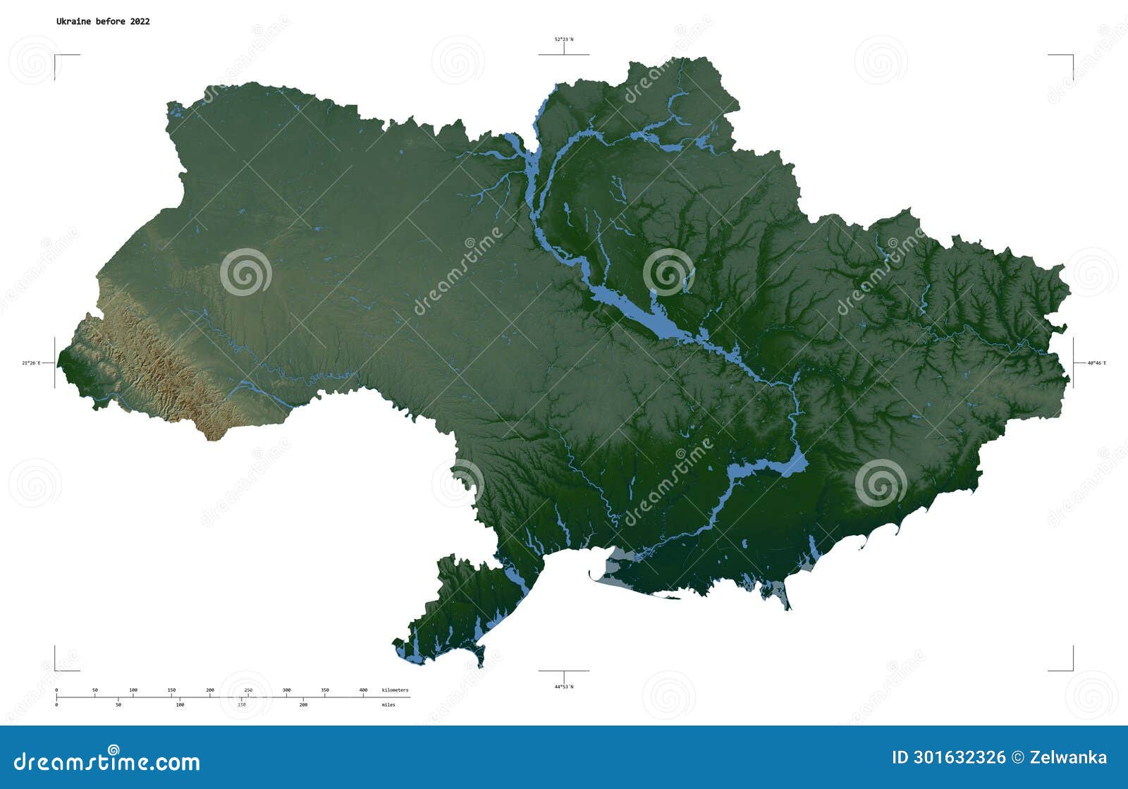 Ukraine before 2022 Shape on White. Physical Stock Illustration ...