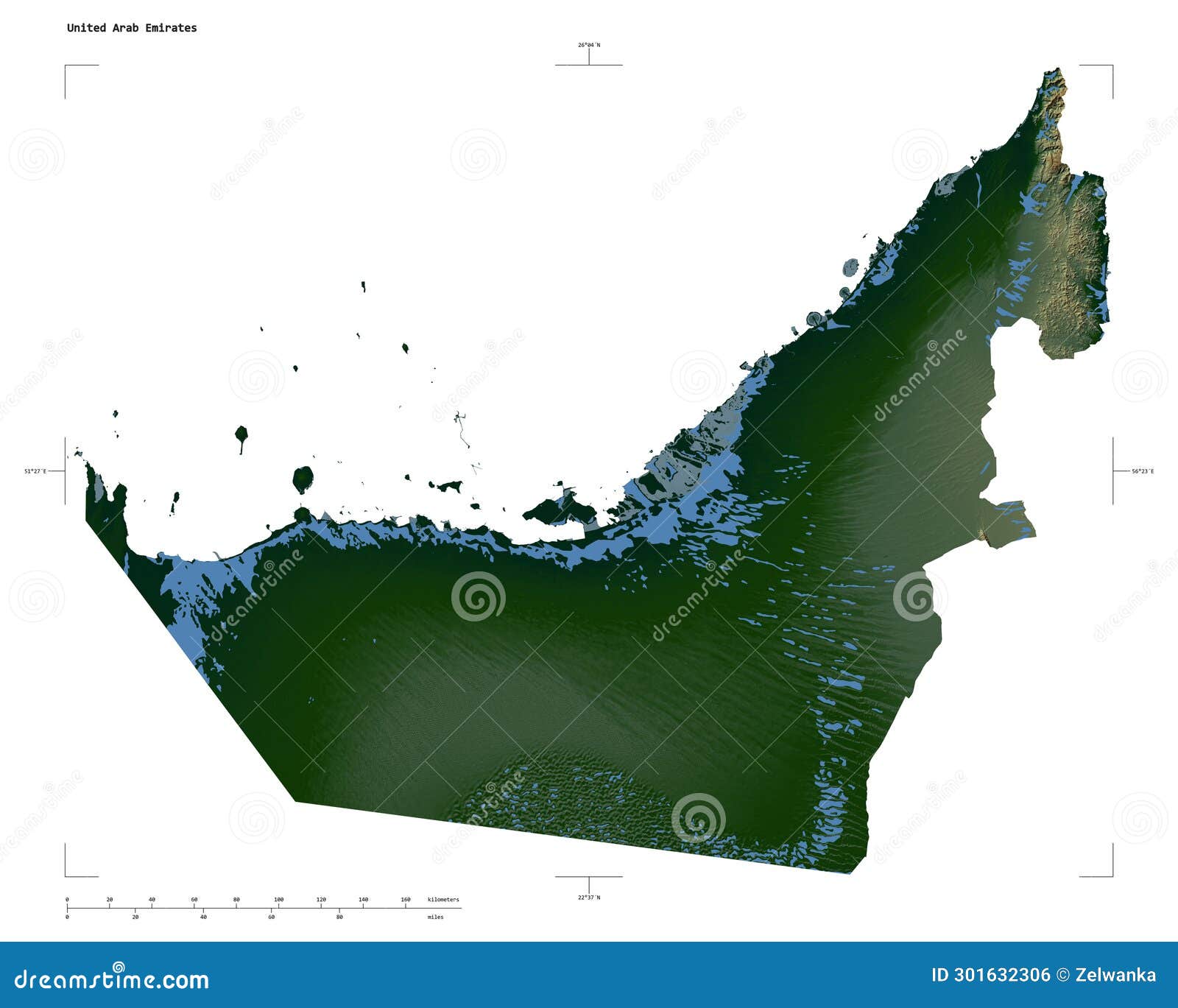 United Arab Emirates Shape on White. Physical Stock Illustration ...