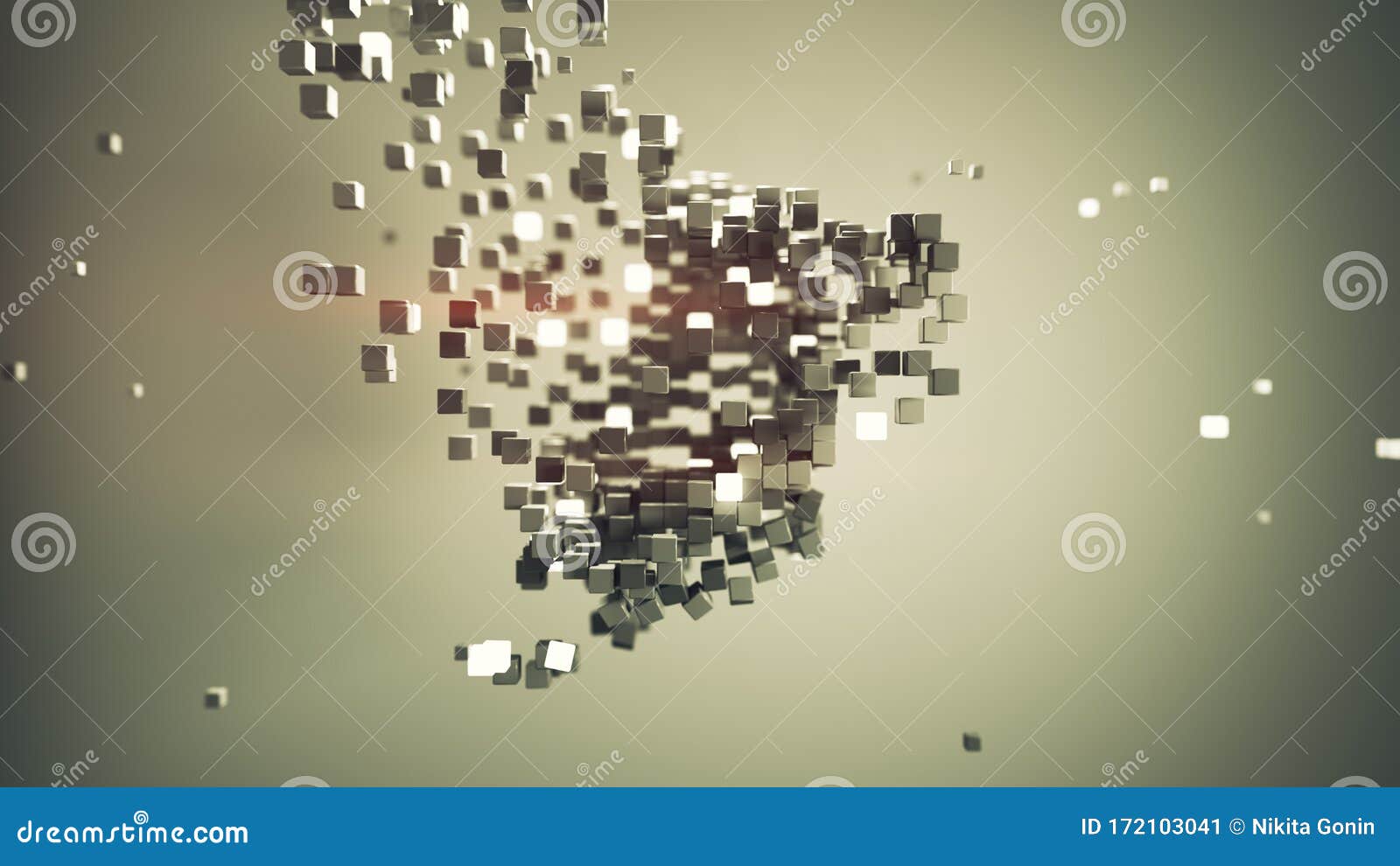 Shape of Cubic Particles Abstract 3D Render Illustration Stock ...