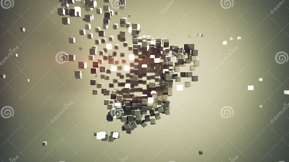 Shape of Cubic Particles Abstract 3D Render Illustration Stock ...