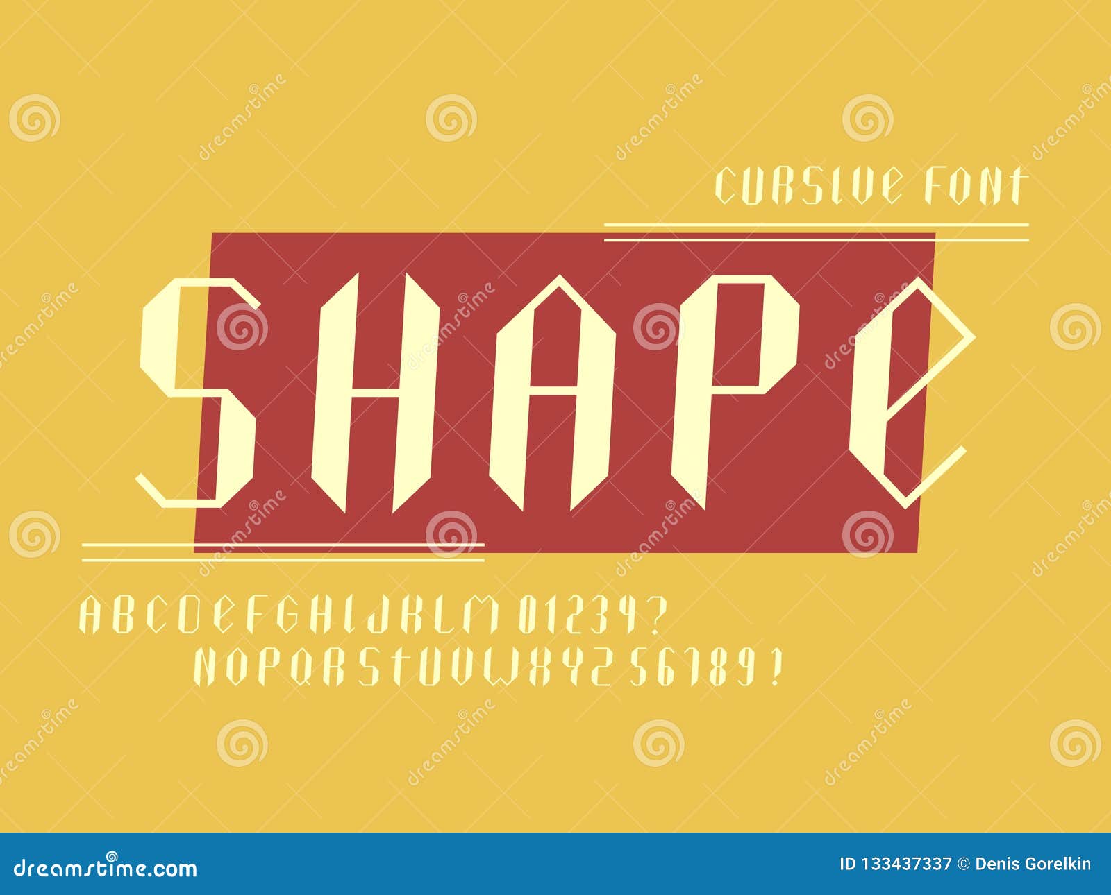 Shape Cursive Thin 3d Font Stock Vector Illustration Of Text Logo