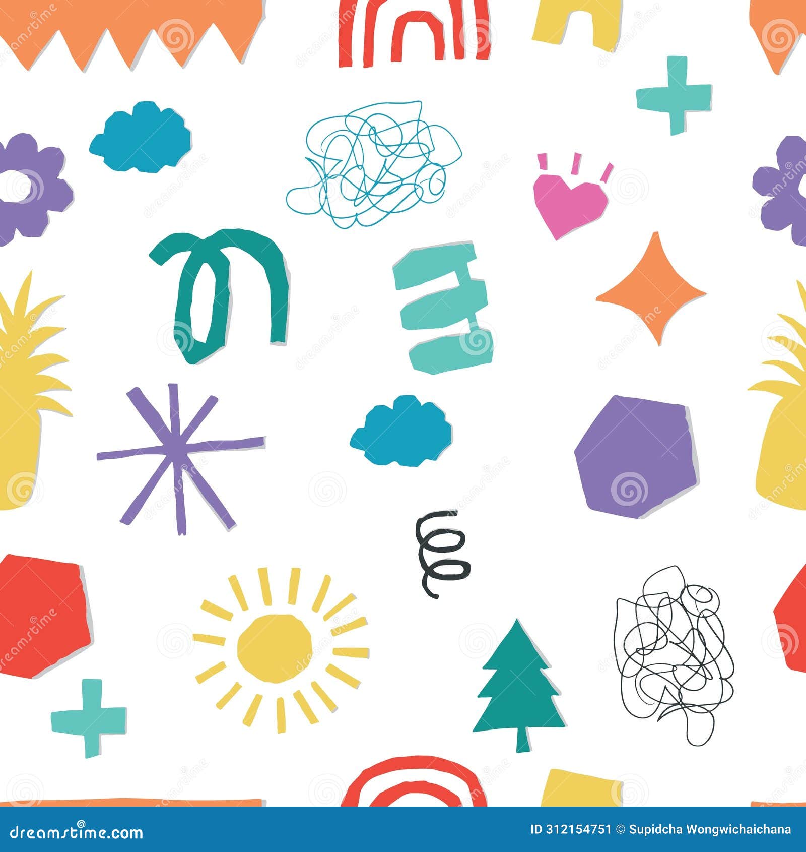 Shape Cut Out Paper Seamless Pattern.illustration Vector for Wrap ...