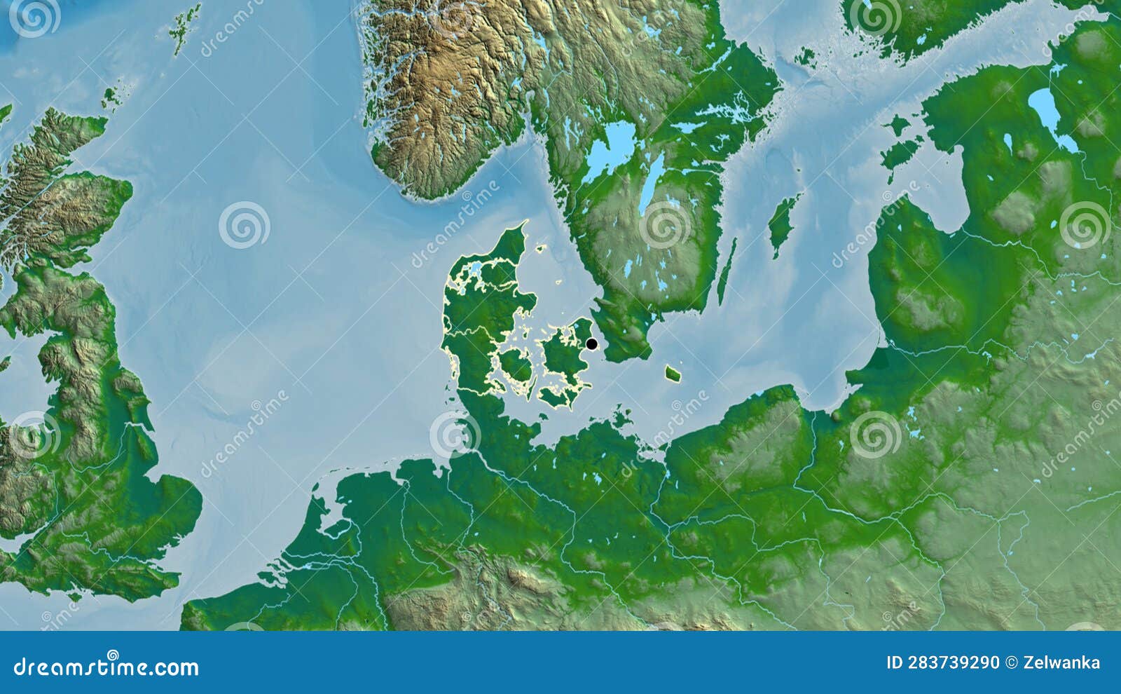 Shape of Denmark with Regional Borders. Physical. Stock Illustration ...