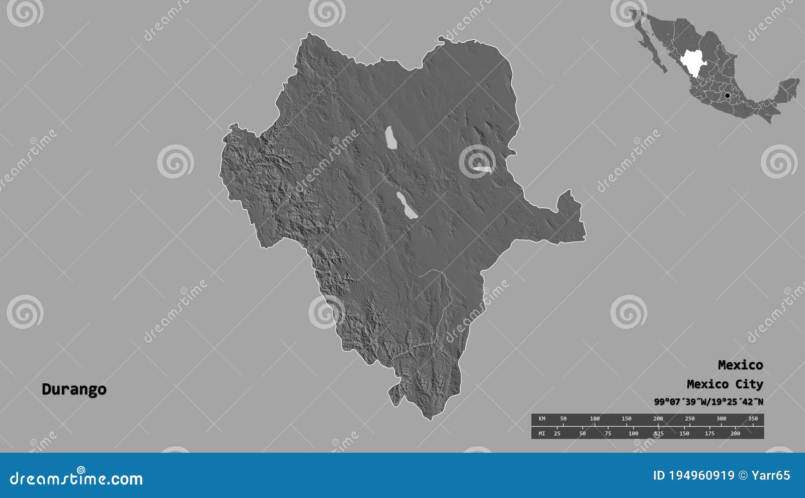 Durango, State of Mexico, Zoomed. Bilevel Stock Illustration ...