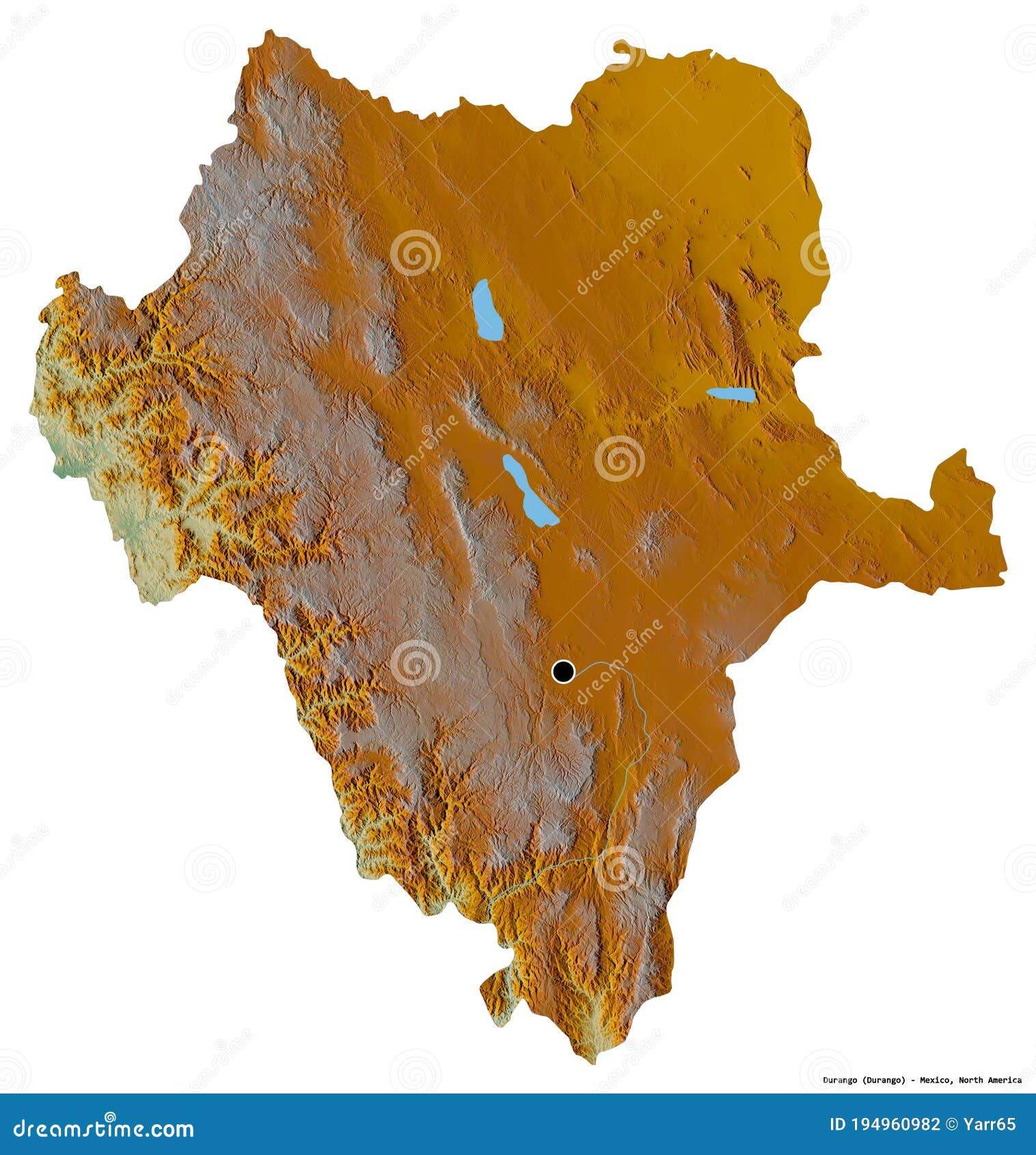 Durango, State of Mexico, on White. Relief Stock Illustration ...