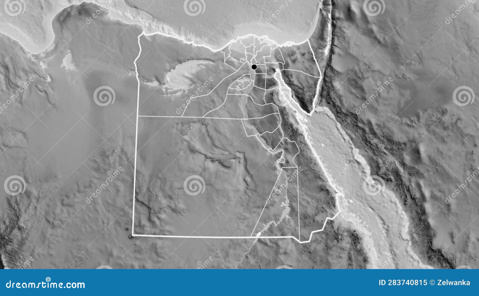 Shape of Egypt with Regional Borders. Grayscale. Stock Illustration ...
