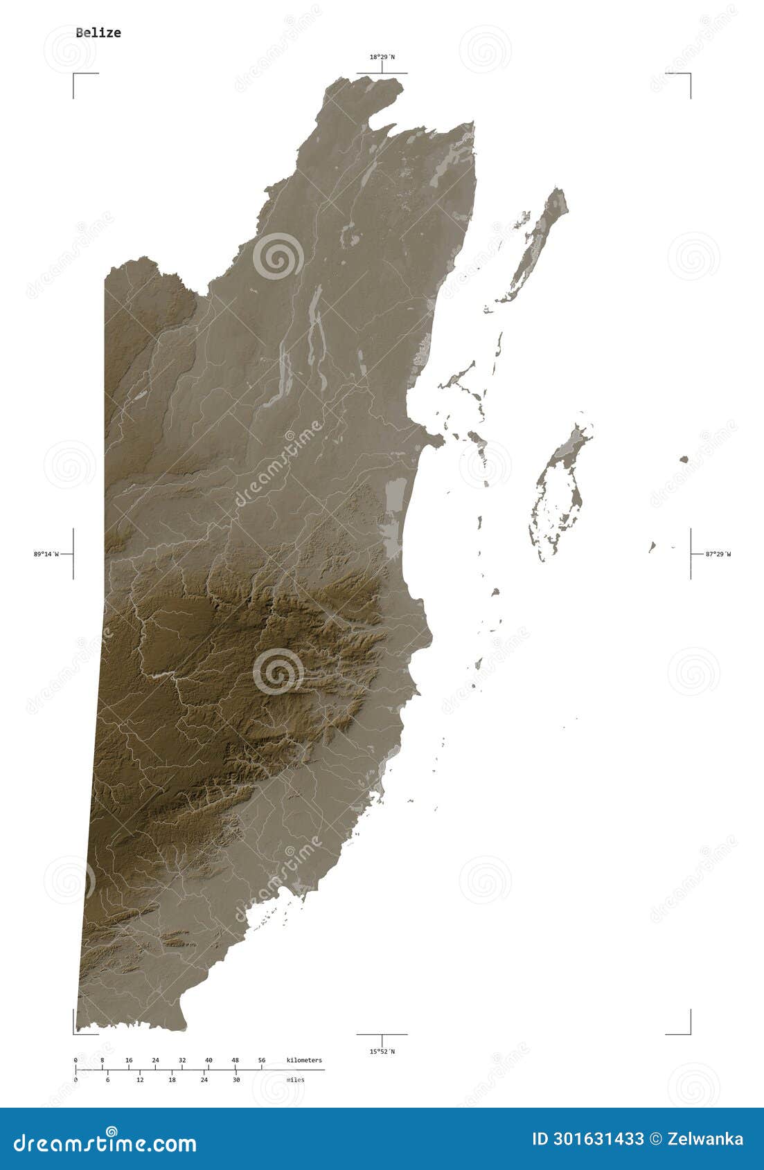Belize Shape on White. Sepia Stock Illustration - Illustration of ...