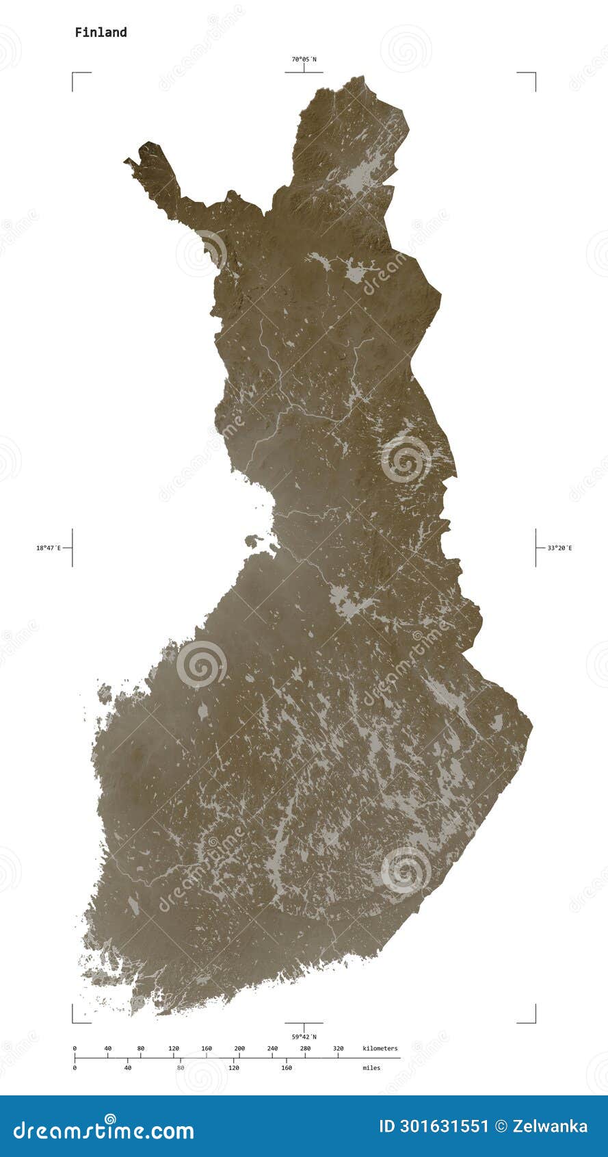 Finland Shape on White. Sepia Stock Illustration - Illustration of land ...