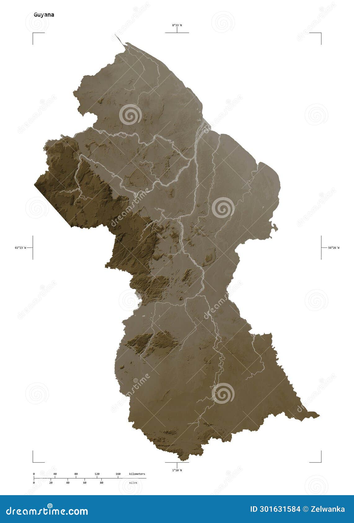 Guyana Shape on White. Sepia Stock Illustration - Illustration of ...