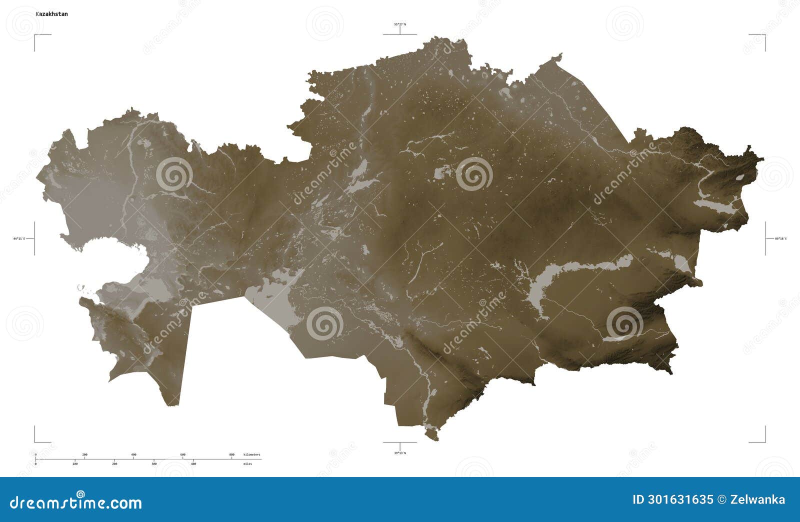 Kazakhstan Shape on White. Sepia Stock Illustration - Illustration of ...