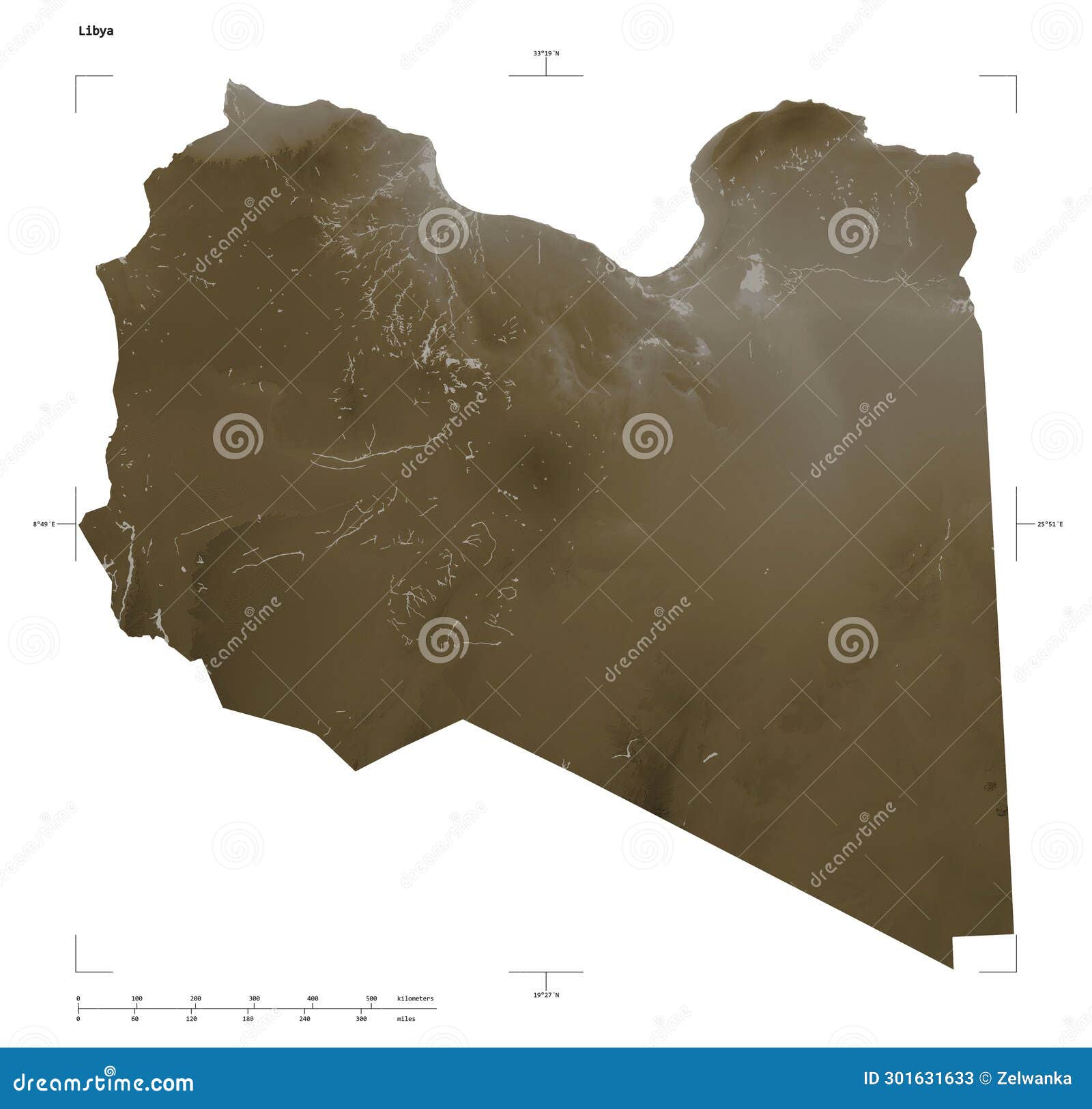 Libya Shape on White. Sepia Stock Illustration - Illustration of ...