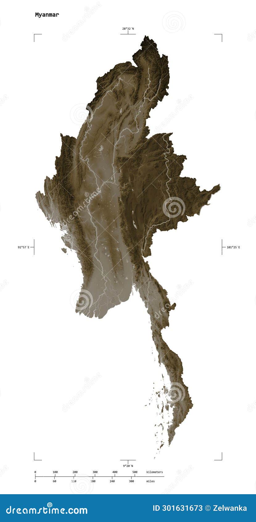 Myanmar Shape on White. Sepia Stock Illustration - Illustration of ...