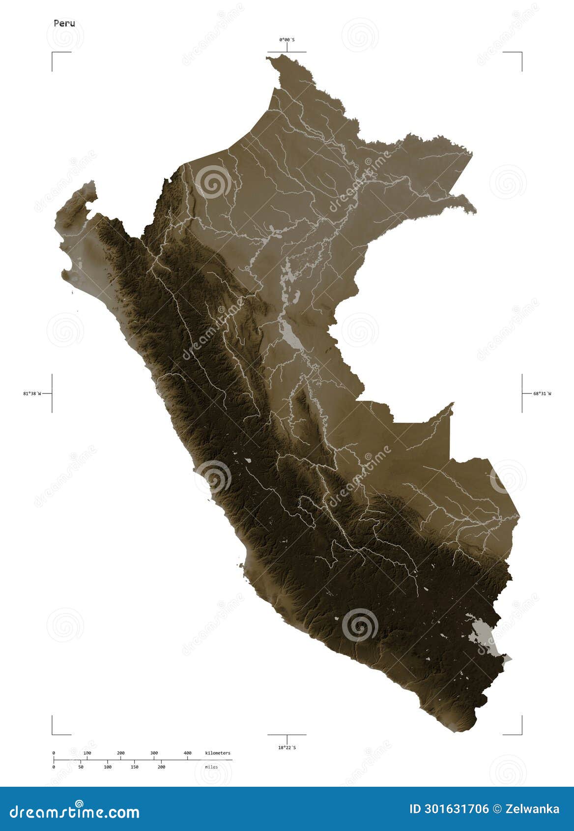 Peru shape on white. Sepia stock illustration. Illustration of south ...