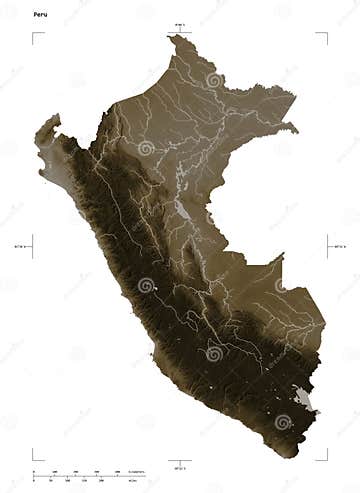 Peru shape on white. Sepia stock illustration. Illustration of south ...