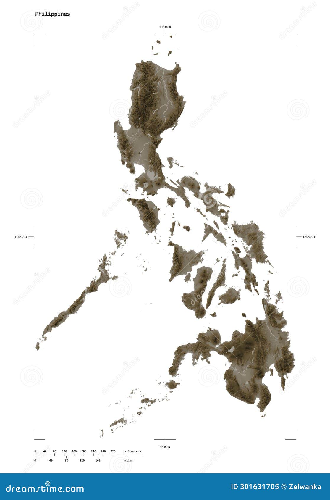 Philippines Shape on White. Sepia Stock Illustration - Illustration of ...