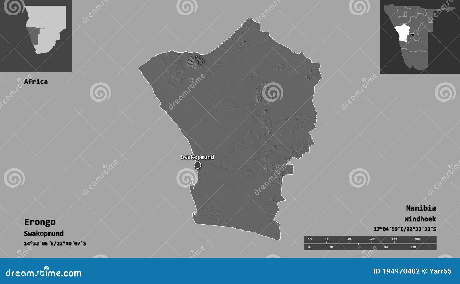 Erongo, Region of Namibia,. Previews. Bilevel Stock Illustration ...