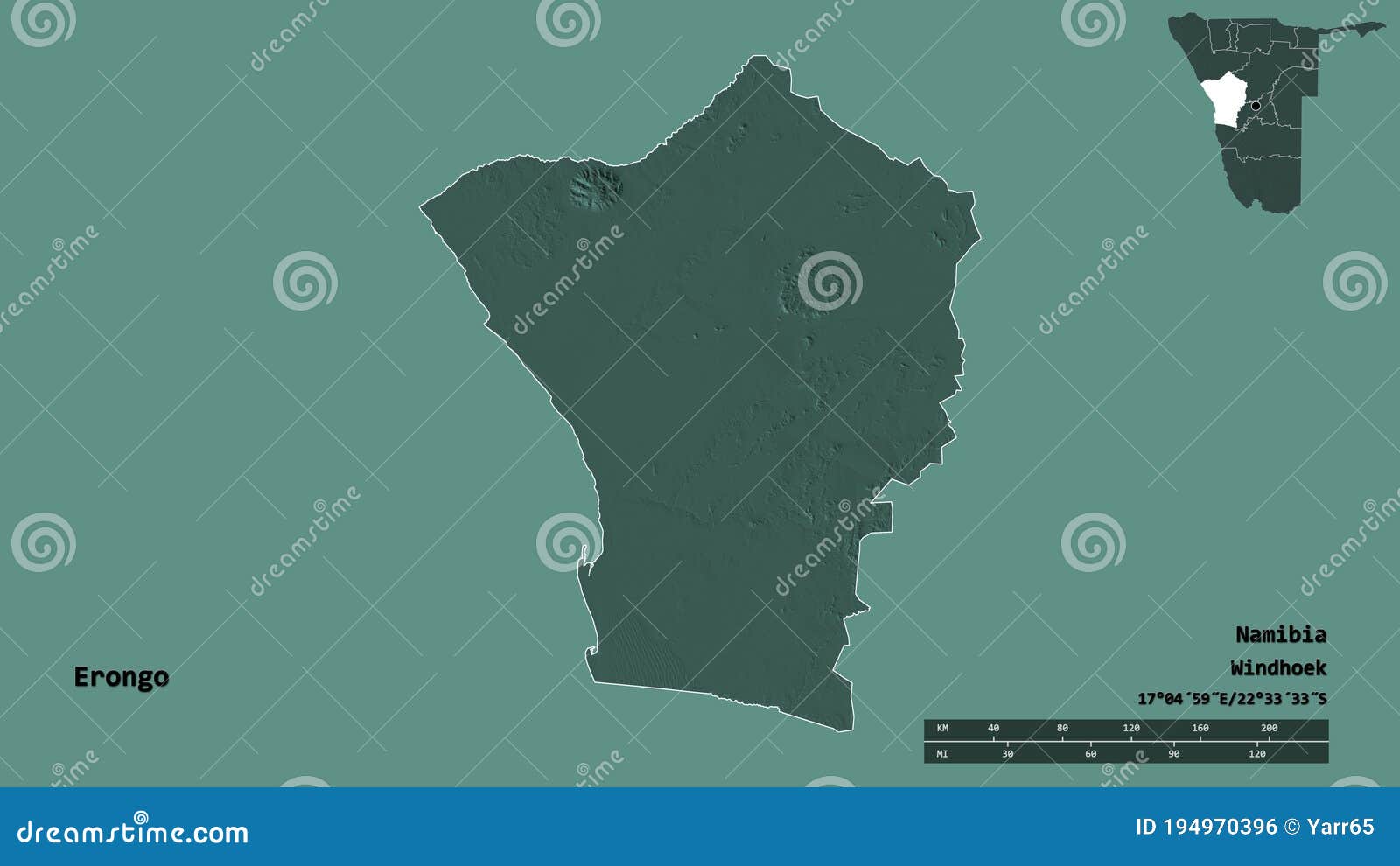 Erongo, Region of Namibia, Zoomed. Administrative Stock Illustration ...