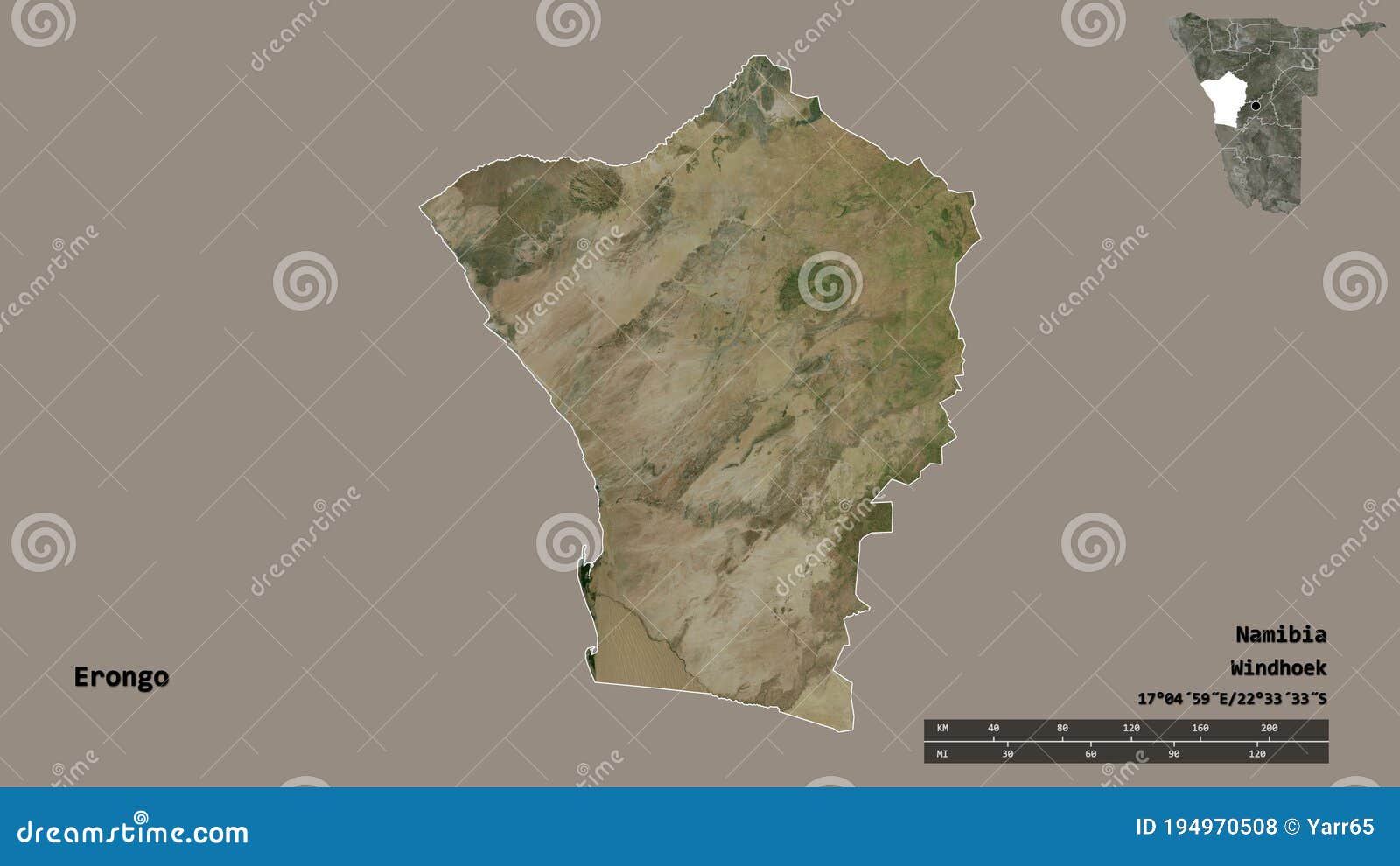 Erongo, Region of Namibia, Zoomed. Satellite Stock Illustration ...