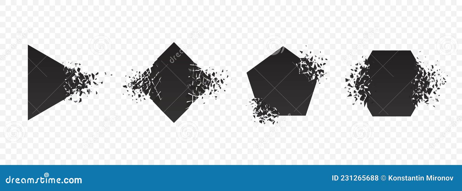 Shape Explosion Broken and Shattered Flat Style Design Vector ...