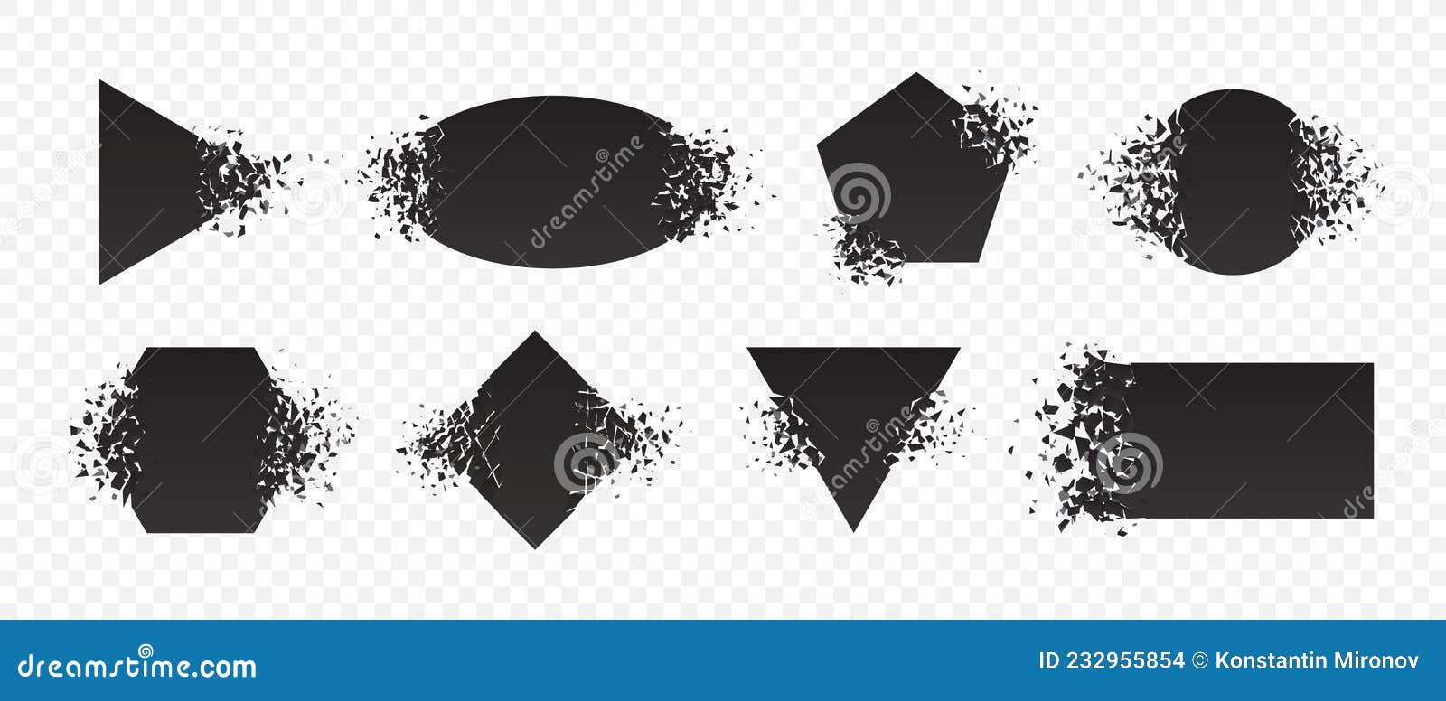 Shape Explosion Broken and Shattered Flat Style Design Vector ...