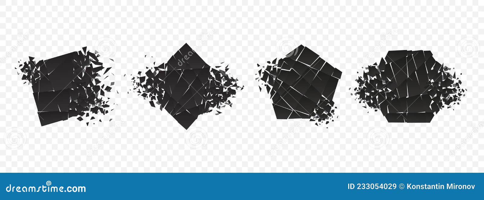 Shape Explosion Broken and Shattered Flat Style Design Vector ...