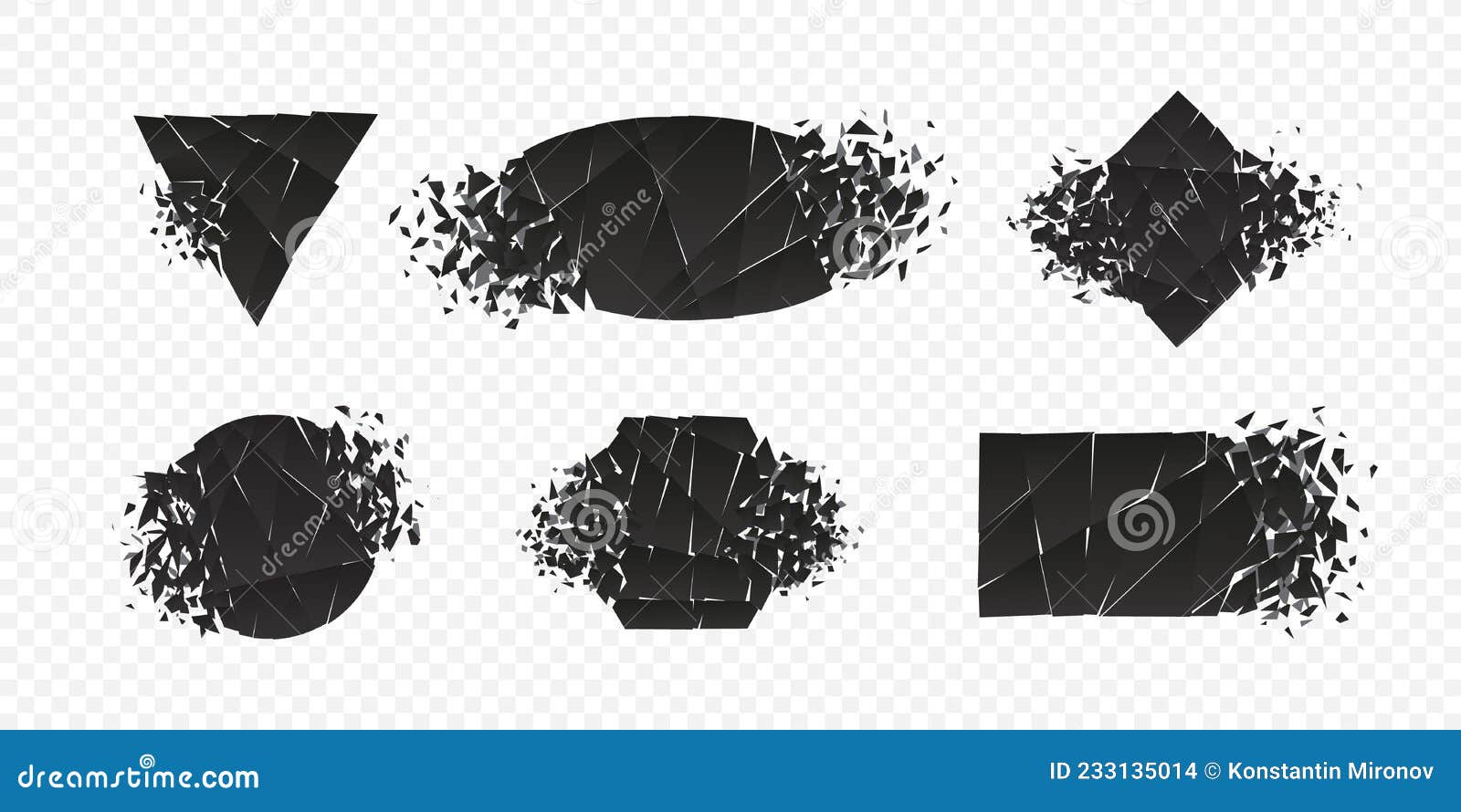 Shape Explosion Broken and Shattered Flat Style Design Vector ...