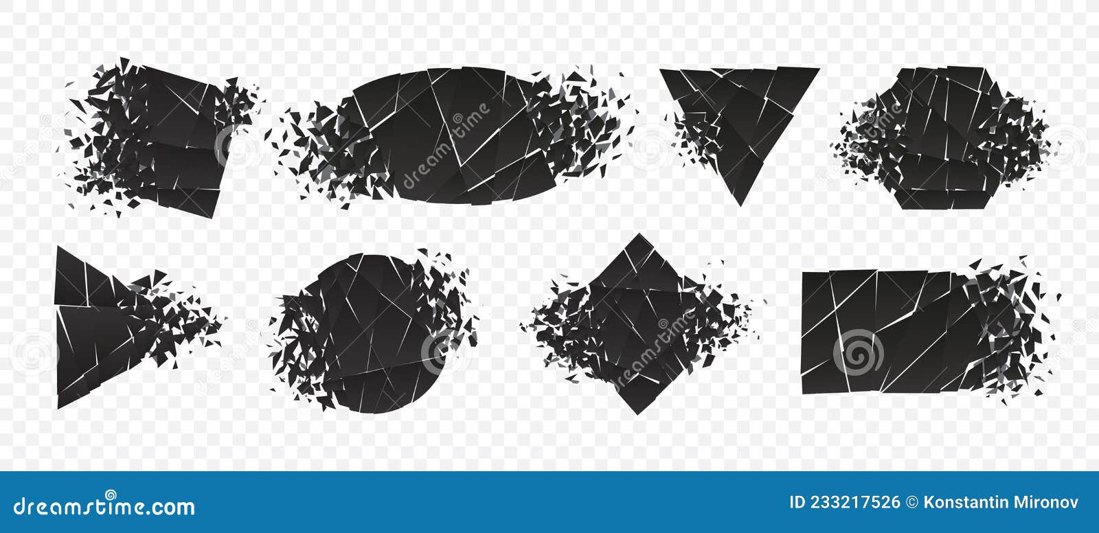 Shape Explosion Broken and Shattered Flat Style Design Vector ...