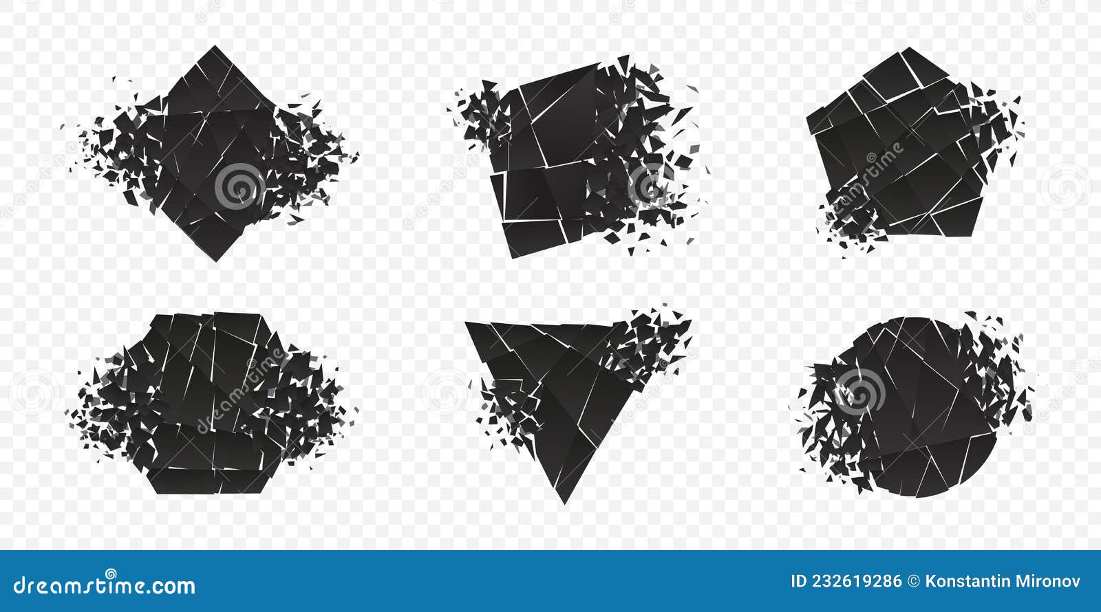 Shape Explosion Broken and Shattered Flat Style Design Vector ...