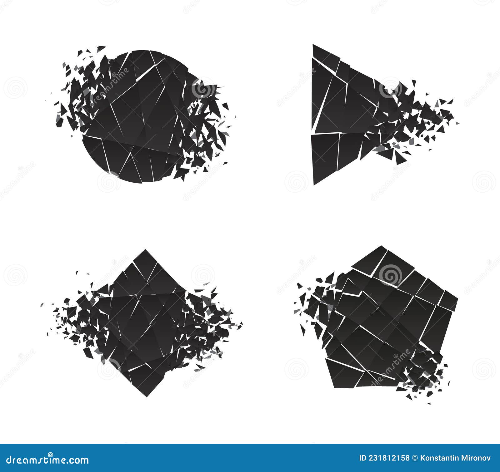 Shape Explosion Broken Shattered Flat Style Design Vector Illustration ...