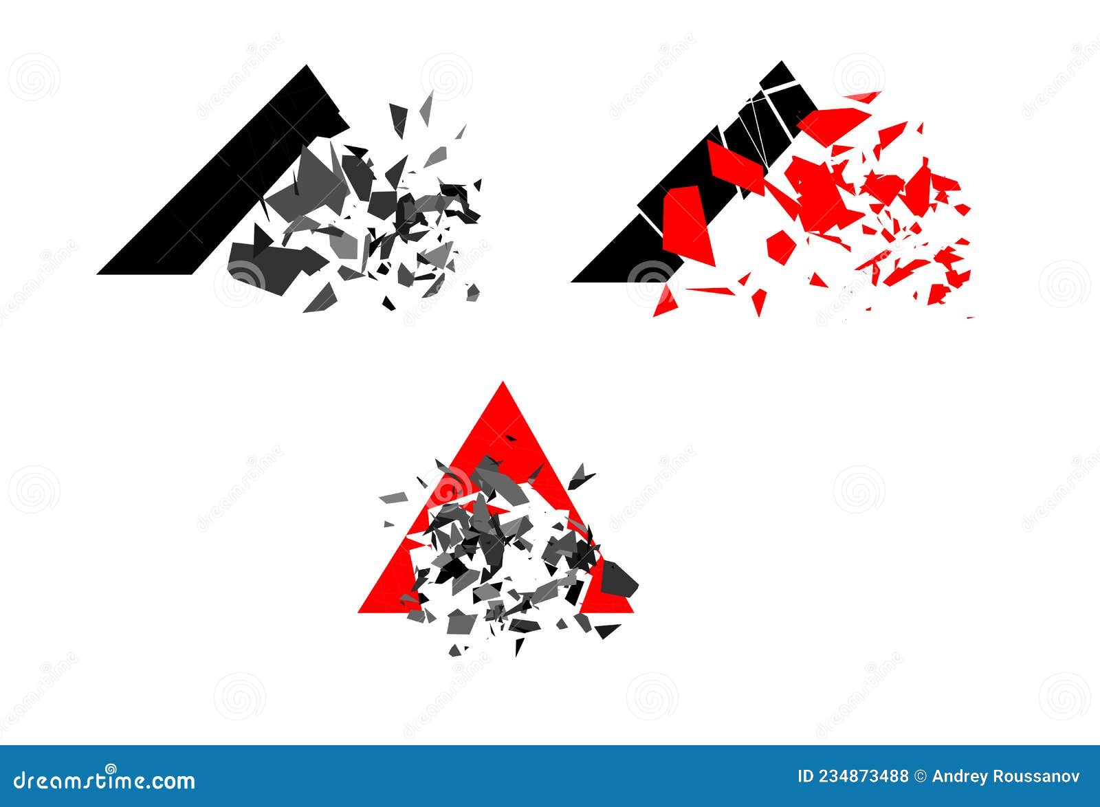 Shape Explosion Broken and Shattered Flat Style Design Vector ...