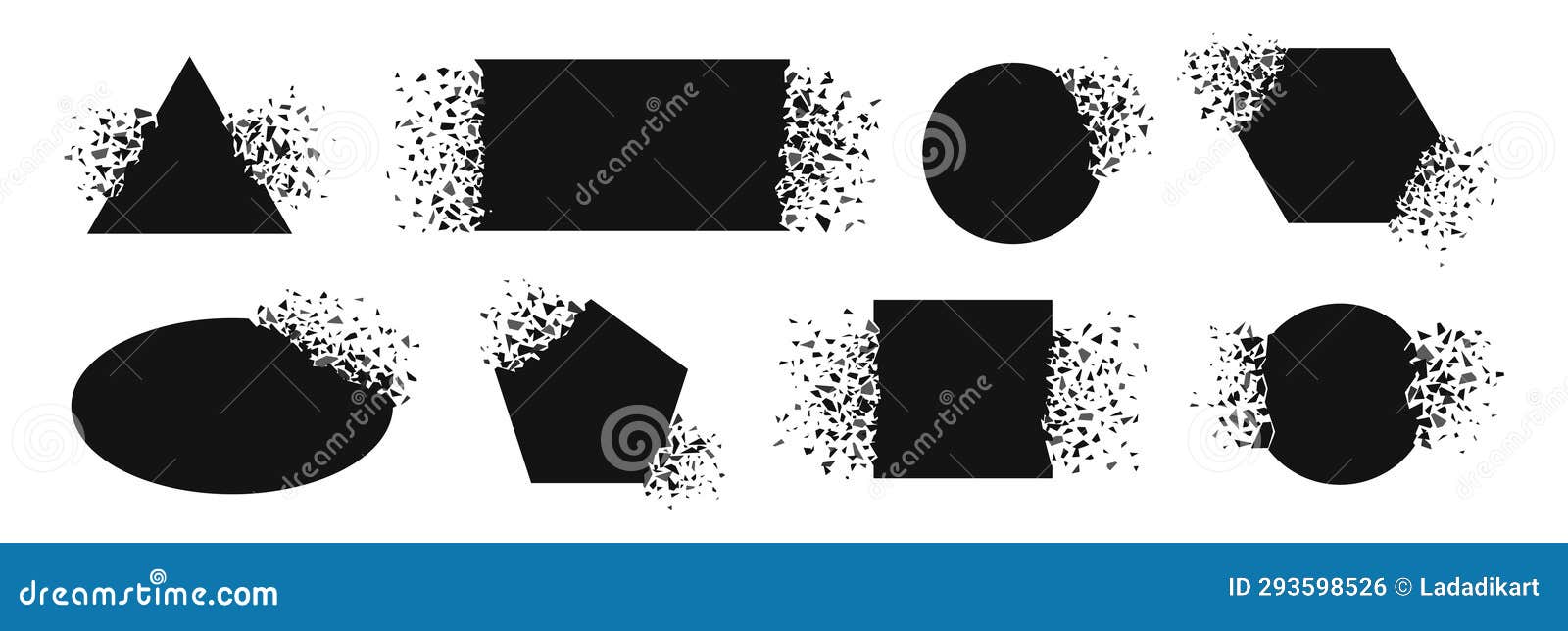 Shape Explosion, Frame Exploded and Spray Particles. Black Square ...
