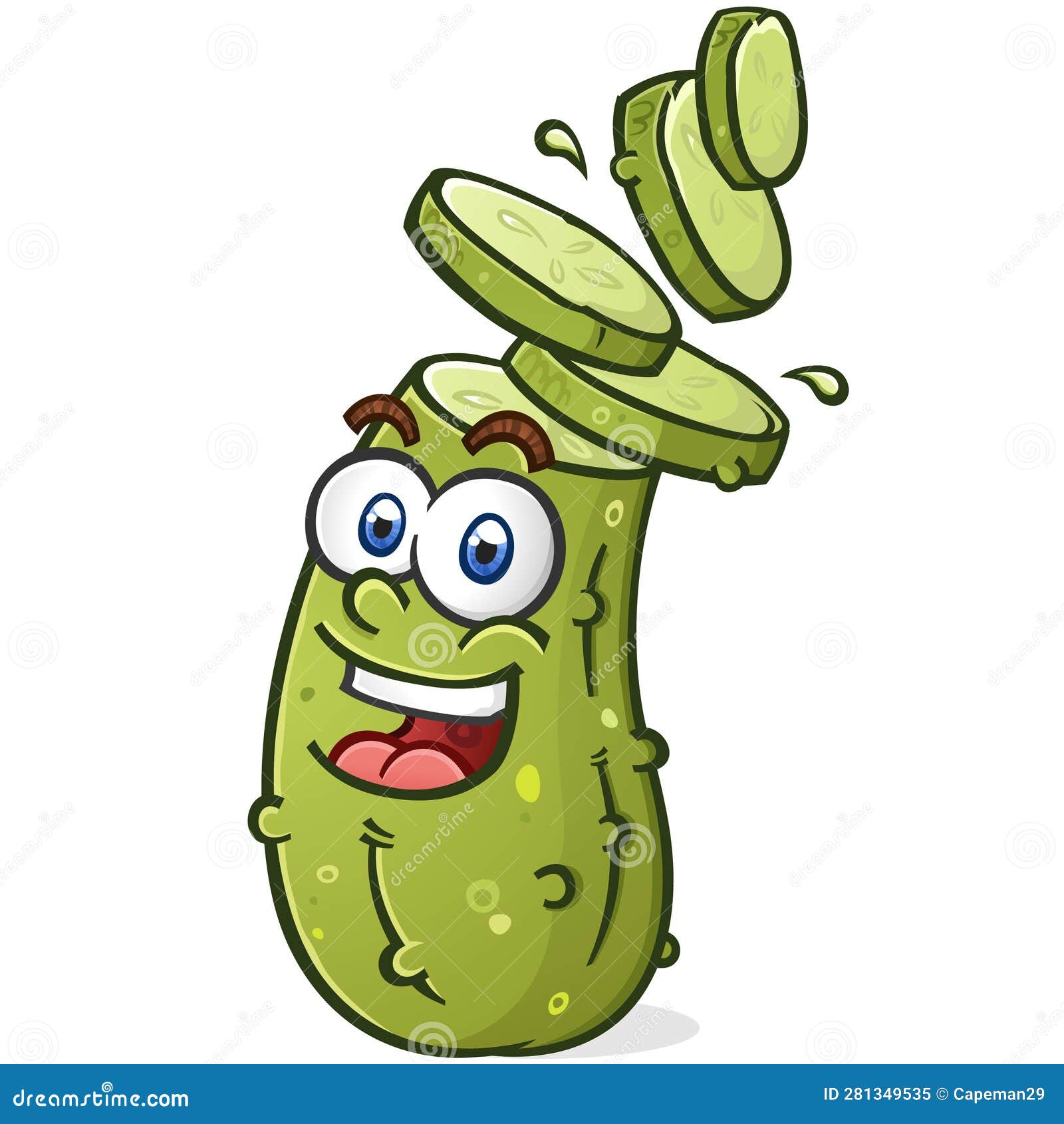 Sliced Up Pickle Cartoon Character with a Big Toothy Smile Stock Vector ...
