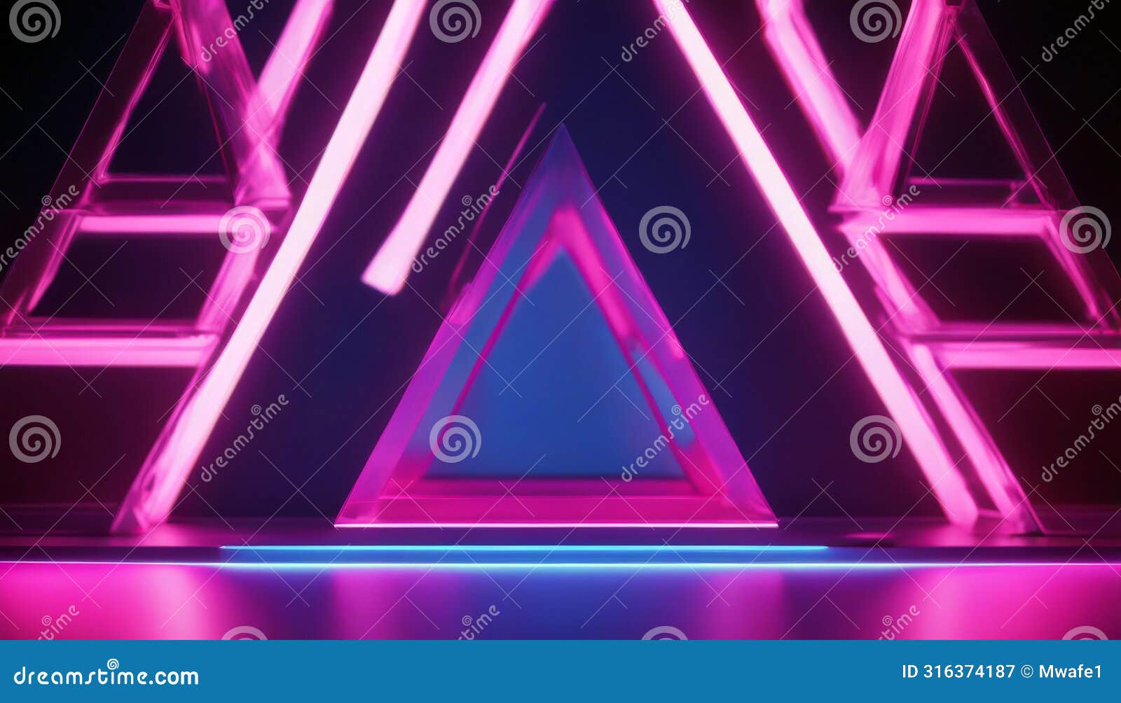 Shape Fashion Background Stage Triangle Neon Pink Frame Style Empty ...