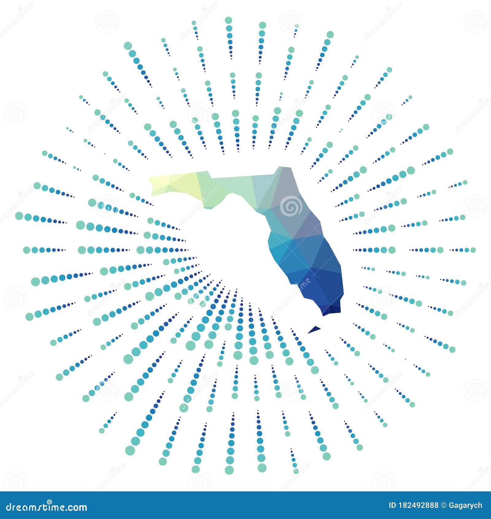 Shape of Florida, Polygonal Sunburst. Stock Vector - Illustration of ...
