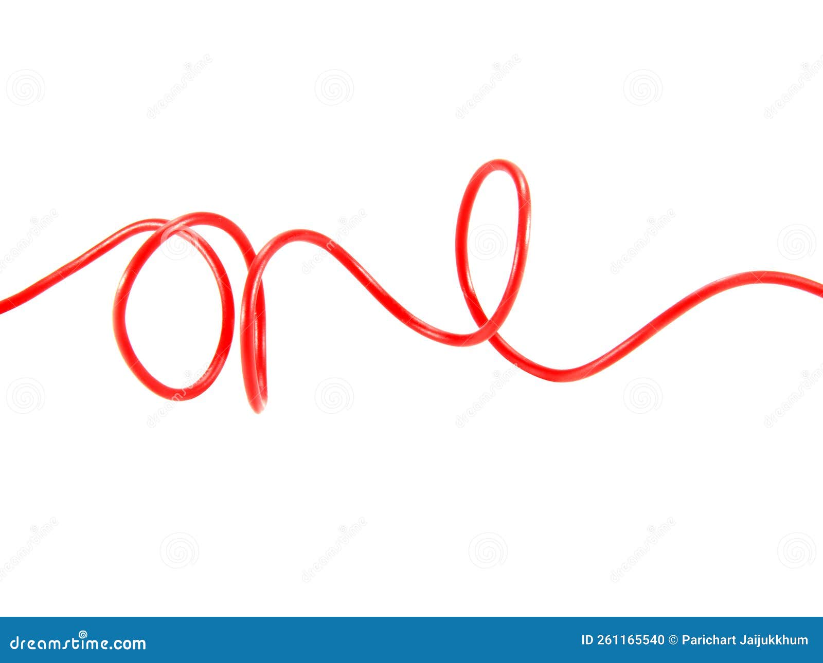 Close-up Single Red Line Power Cable Isolated on White Background ...