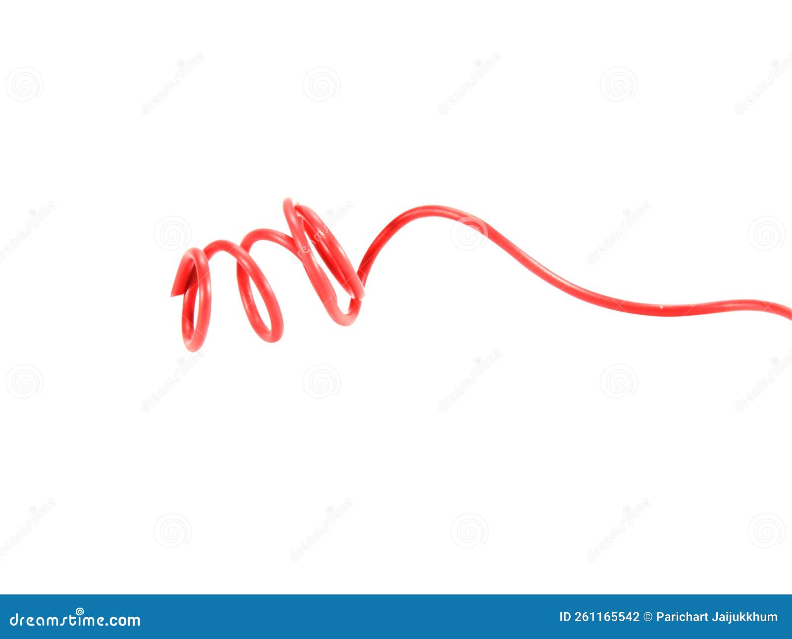 Close-up Single Red Line Power Cable Isolated on White Background ...