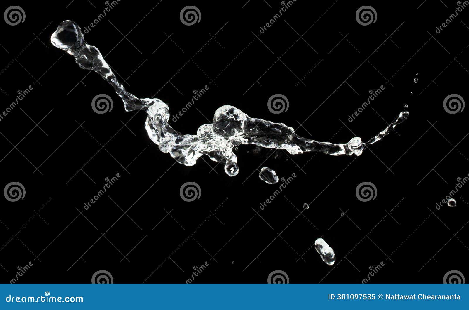 Shape Form Throw of Water Splashes into Line Water in Air and Stop ...