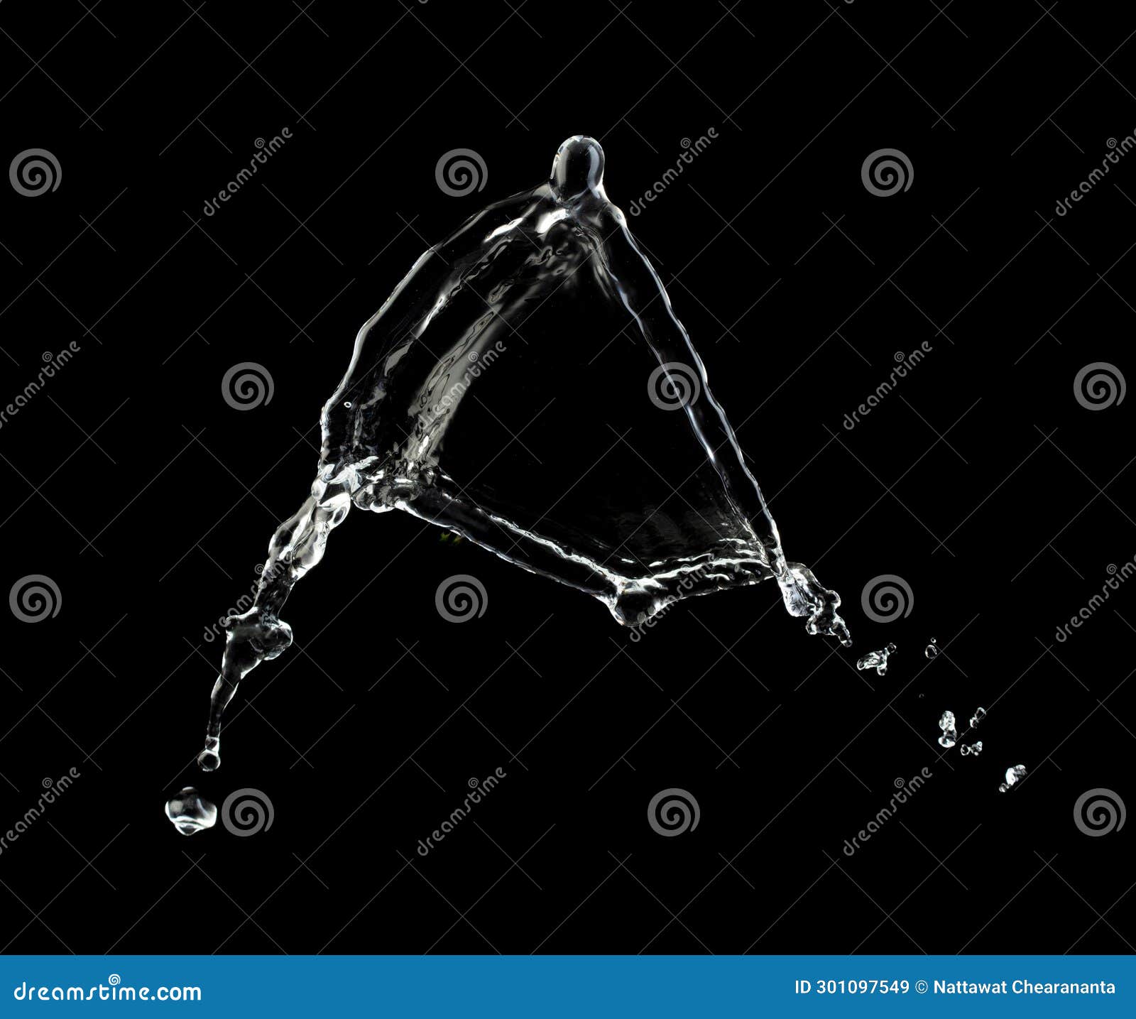 Shape Form Throw of Water Splashes into Line Water in Air and Stop ...