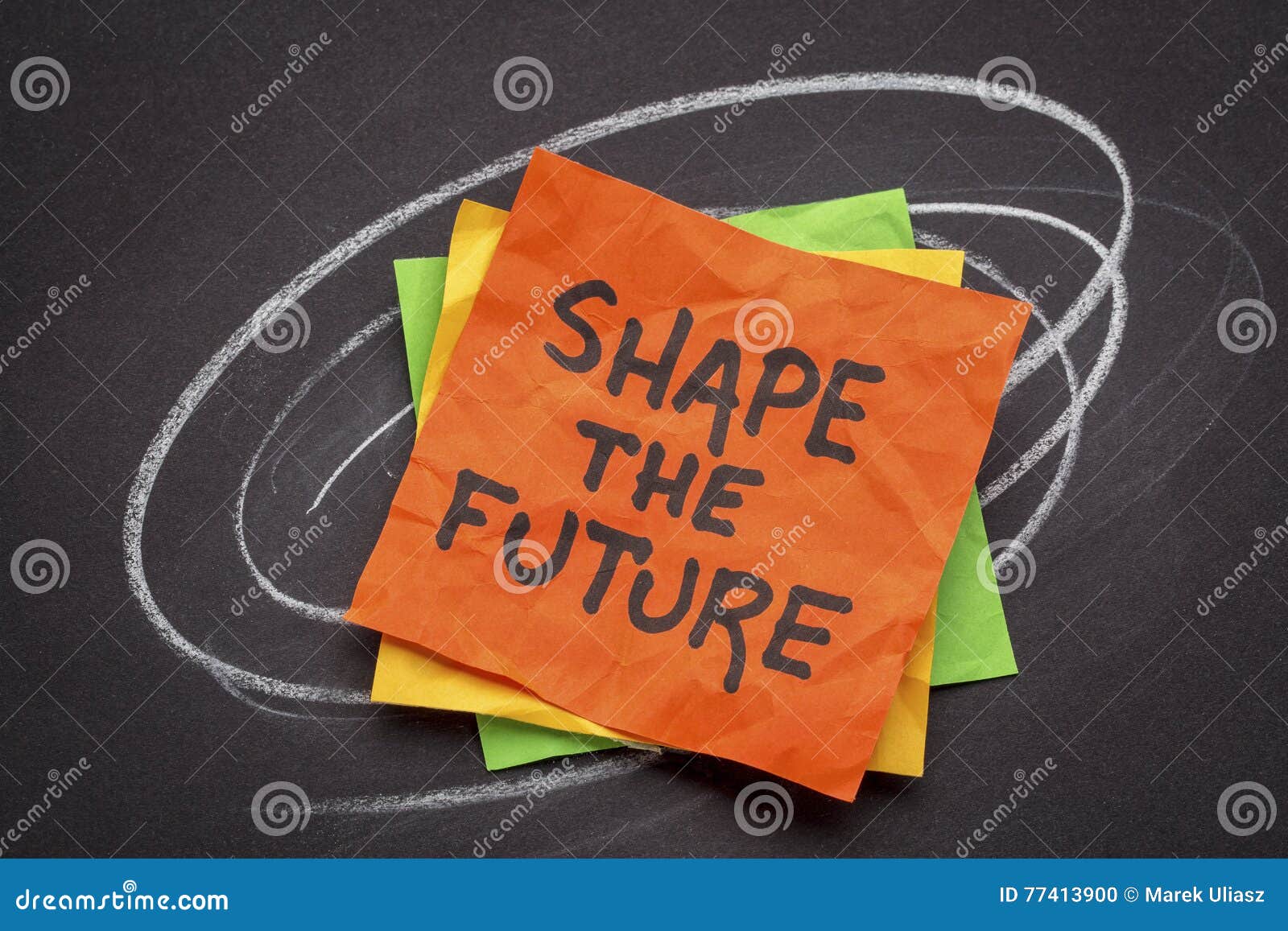 Shape the future note stock photo. Image of chalk, development - 77413900