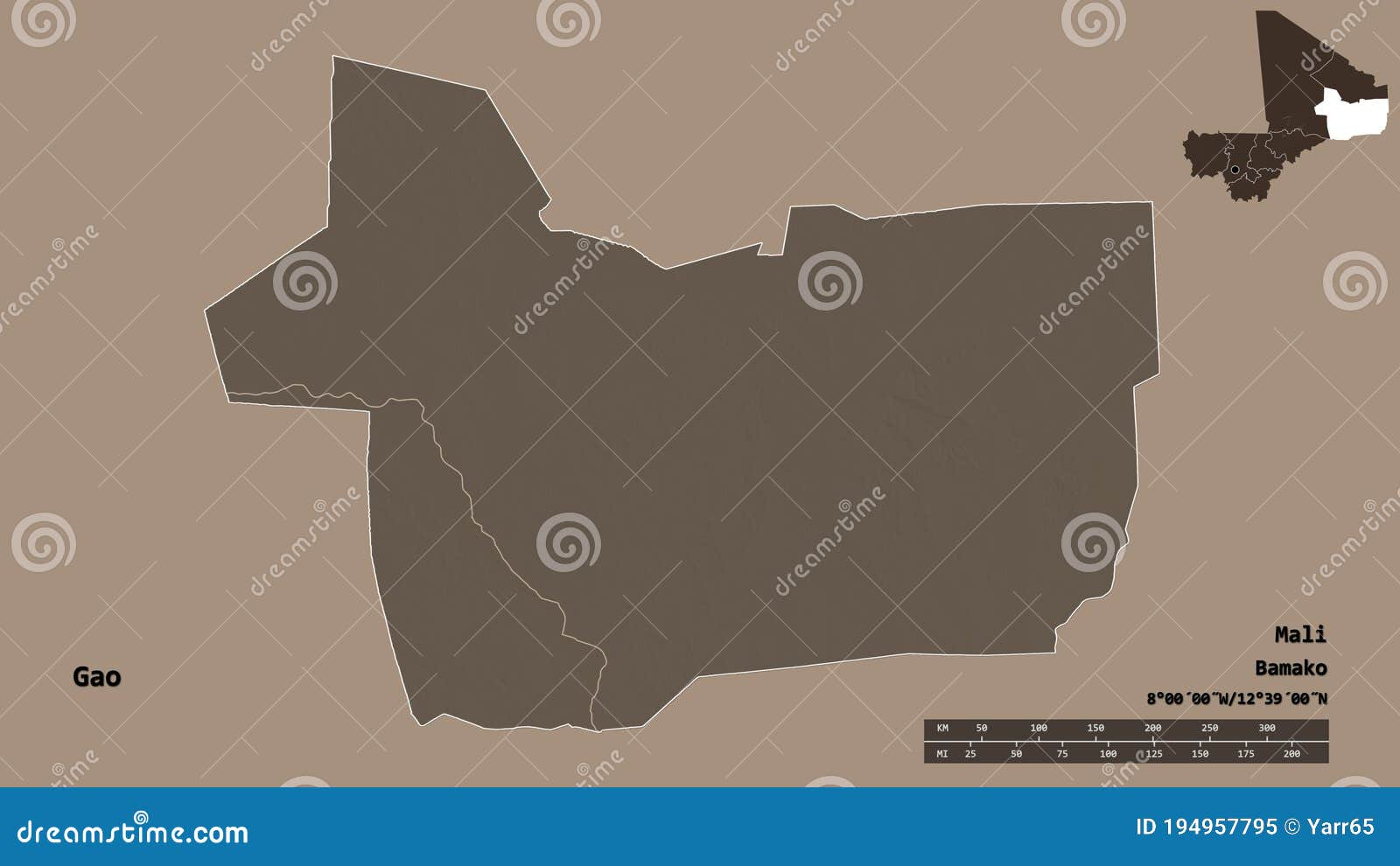 Gao, Region of Mali, Zoomed. Administrative Stock Illustration ...