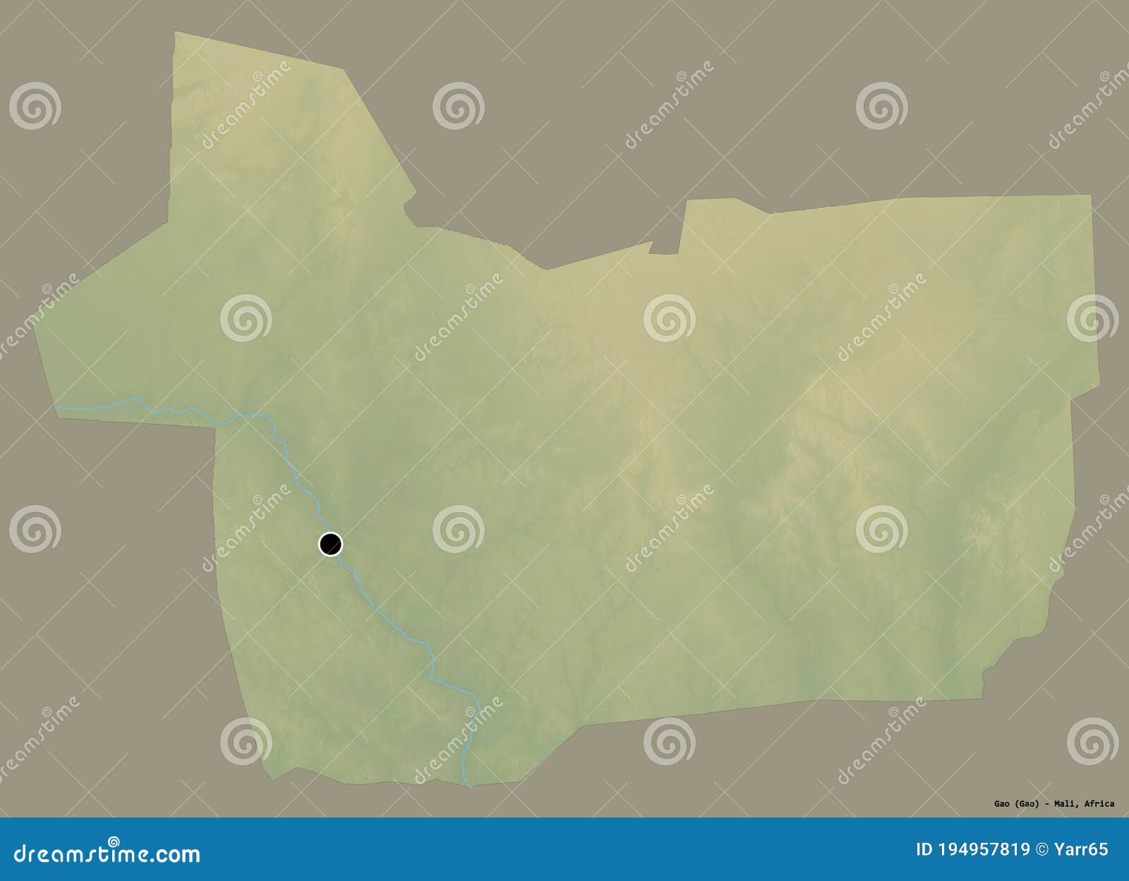 Gao, Region of Mali, on Solid. Relief Stock Illustration - Illustration ...
