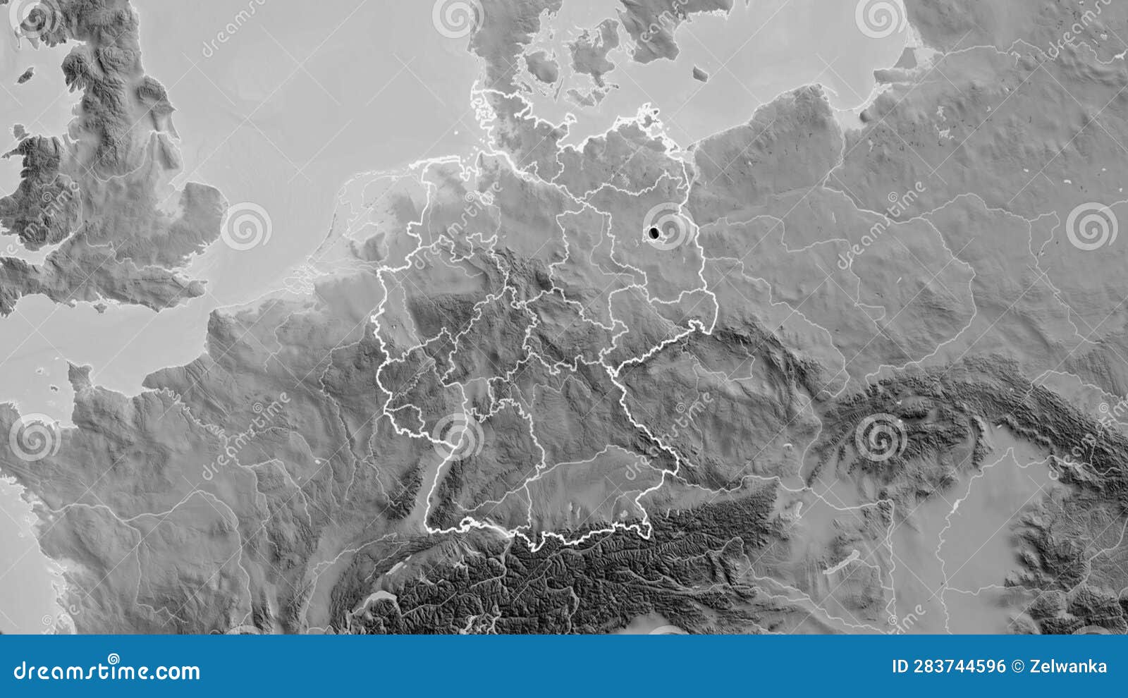 Shape of Germany with Regional Borders. Grayscale. Stock Illustration ...