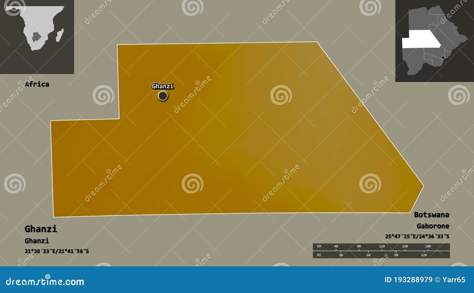 Ghanzi, District of Botswana,. Previews. Relief Stock Illustration ...