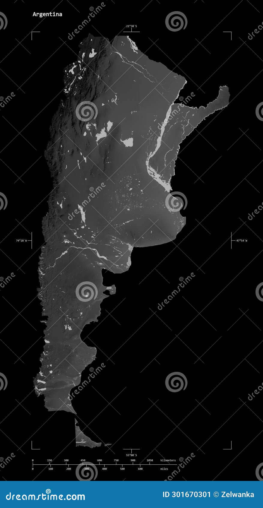 Argentina Shape on Black. Grayscale Stock Illustration - Illustration ...