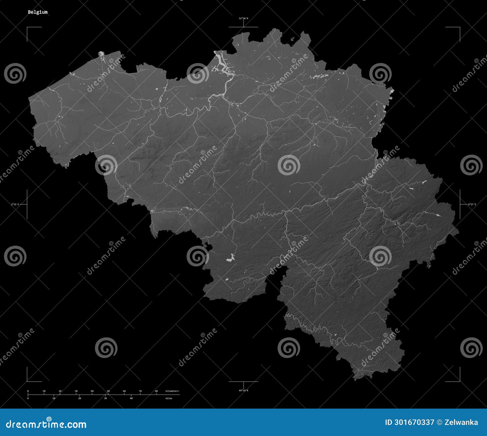 Belgium Shape on Black. Grayscale Stock Illustration - Illustration of ...