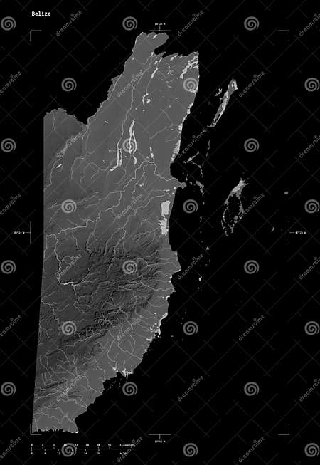 Belize Shape on Black. Grayscale Stock Illustration - Illustration of ...