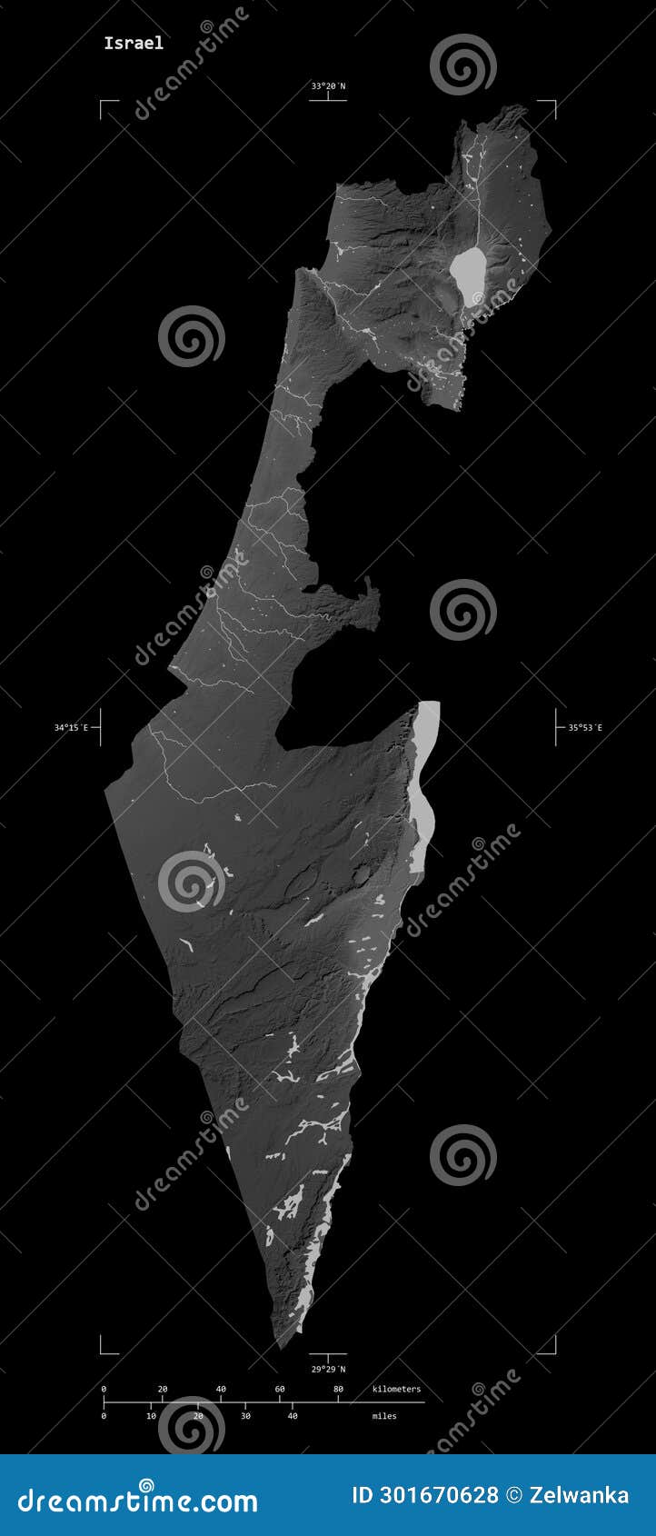 Israel Shape on Black. Grayscale Stock Illustration - Illustration of ...