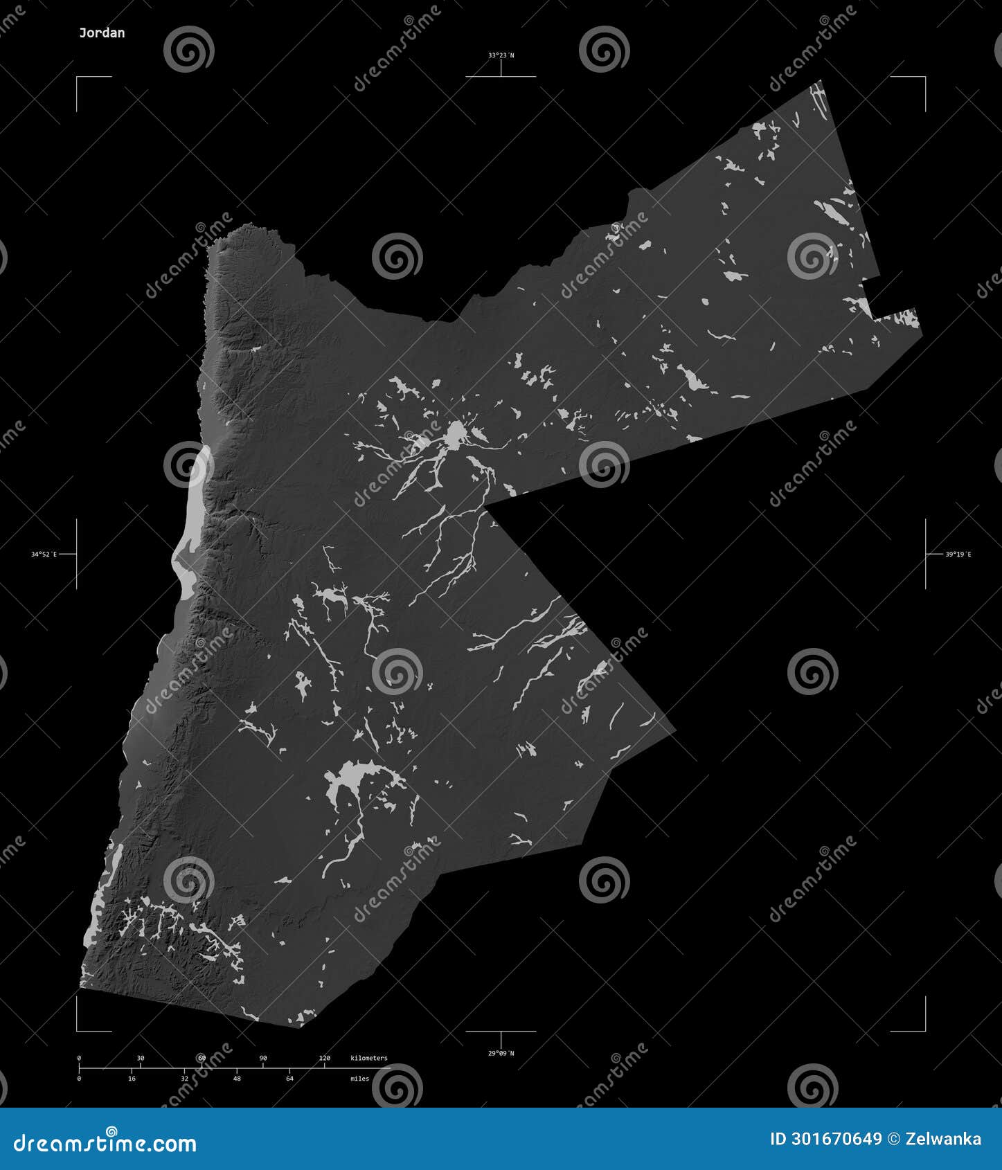 Jordan Shape on Black. Grayscale Stock Illustration - Illustration of ...