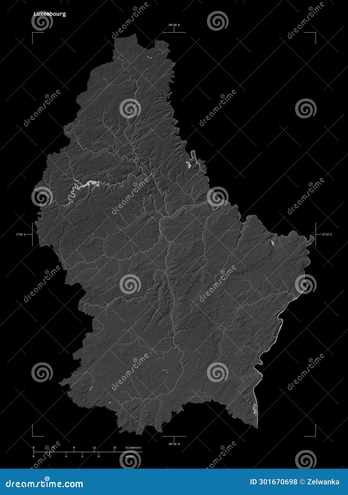 Luxembourg Shape on Black. Grayscale Stock Illustration - Illustration of luxembourg, solid ...