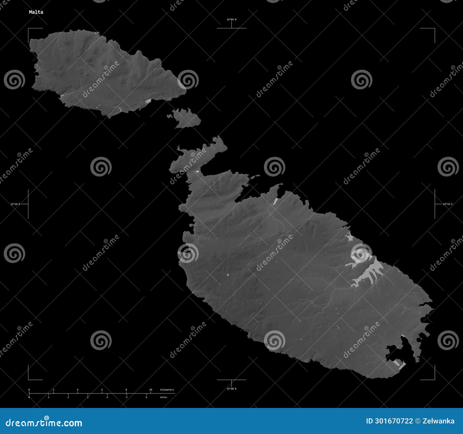 Malta Shape on Black. Grayscale Stock Illustration - Illustration of administrative, europe ...